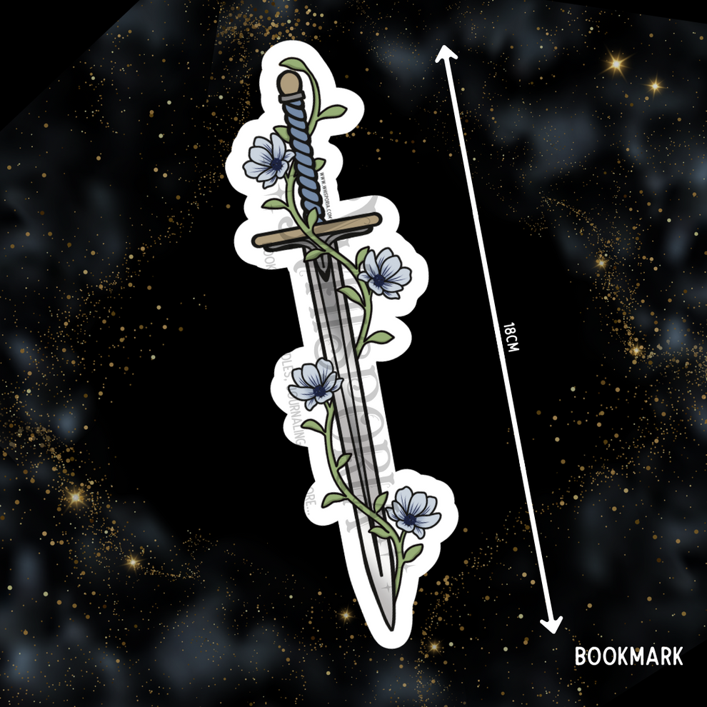 Fantasy Sword Shaped Bookmark - Blue Flowers – Whisporia